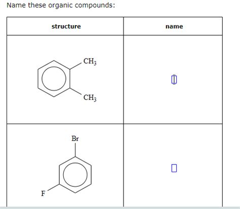 Solved Name these organic compounds: structure name CH; CH3 | Chegg.com
