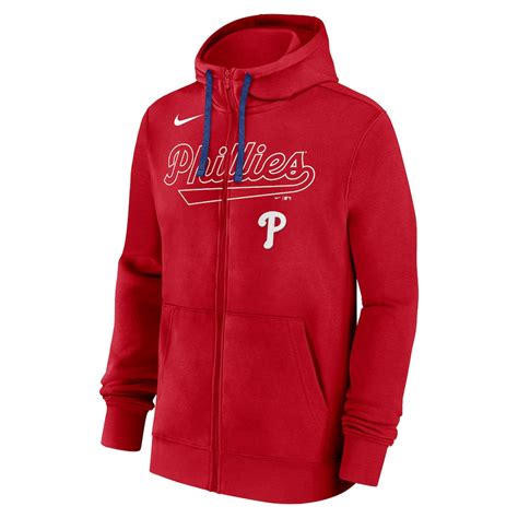 Mens Philadelphia Phillies Nike Red Knockout Script Full Zip Hoodie