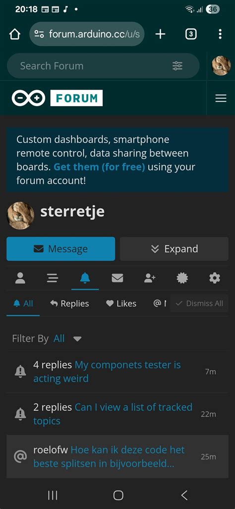 Can I View A List Of Tracked Topics Website And Forum Arduino Forum