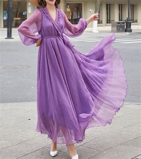 Lavender Chiffon Maxi Dress
