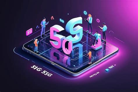 5g Network Wireless Technology Vector Illustration Isometric Smartphone With Big Letters