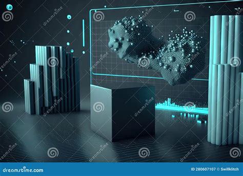 abstract data graph concept with data clusters and particles digital