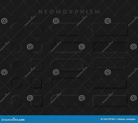 Black Button Neumorphism Design Elements Vector Set Stock Vector
