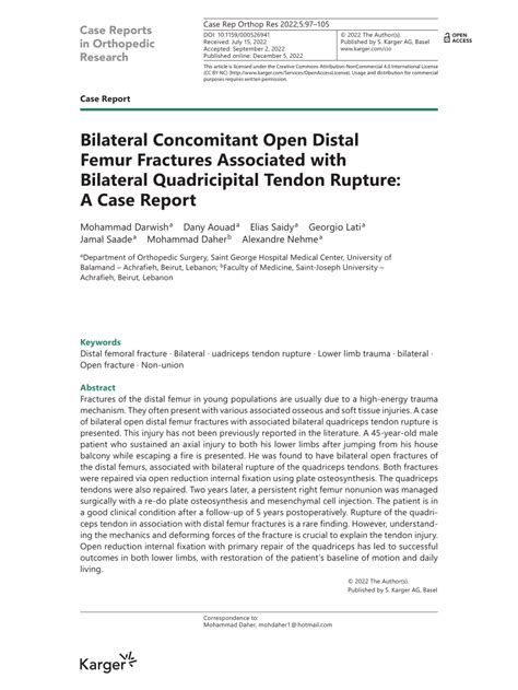 Pdf Bilateral Concomitant Open Distal Femur Fractures Associated With Bilateral Quadricipital