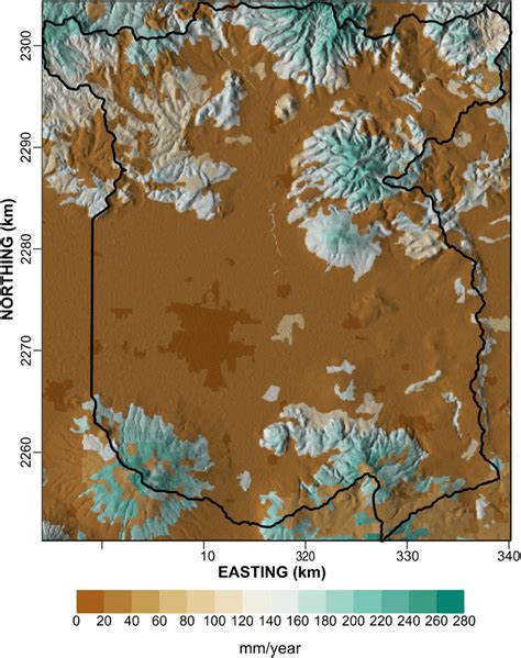 Spatial Distribution Of Mean Potential Aquifer Recharge For The