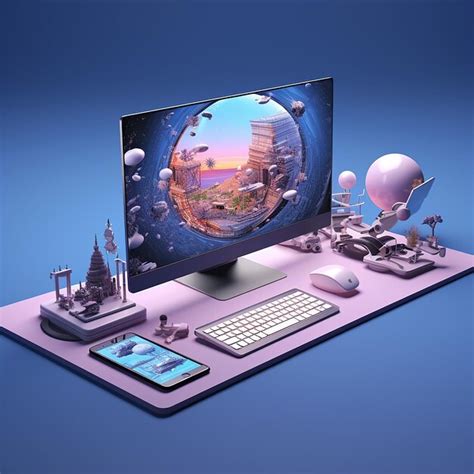 Premium Photo 3d Computer Device With Peripheral Devices