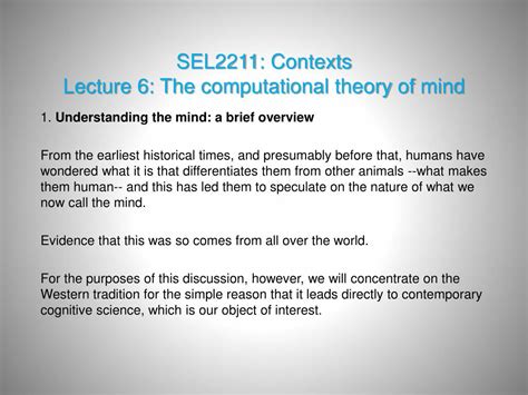 PPT SEL Contexts Lecture The Computational Theory Of Mind PowerPoint Presentation ID