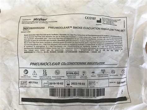 New Stryker 0620050250 Pneumoclear Smoke Evacuation High Flow Tube Set