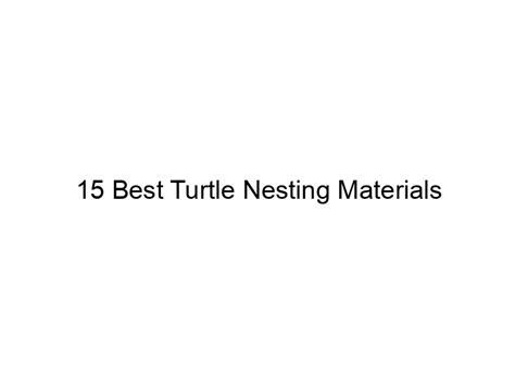 15 Best Turtle Nesting Materials September 2025
