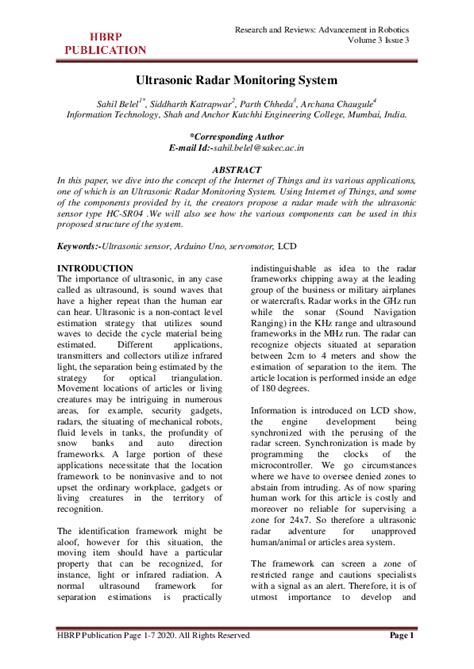 pdf ultrasonic radar monitoring system