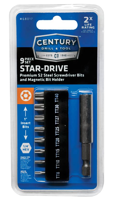 Premium S2 Steel Security Star Insert Screwdriving Bit Set 9 Piece