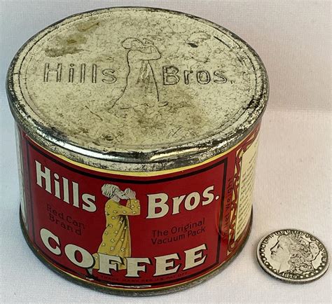 Lot Vintage 1922 Hills Bros Red Can Brand Coffee 1lb Tin