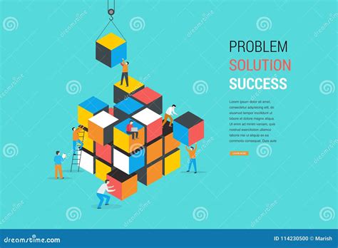 Cube Puzzle Solution Solving Problem Concept Banner Stock Vector