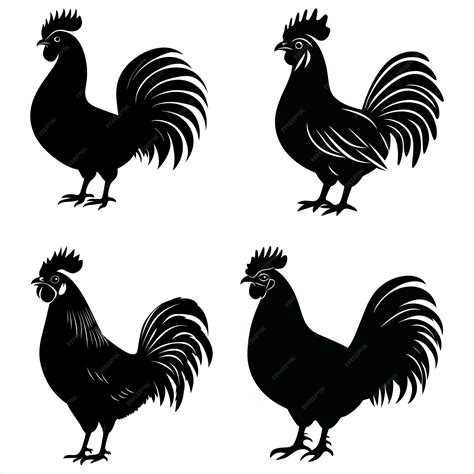 Cock Roost Silhouette Vector On A White Background Premium Ai