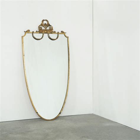Mid Century Neoclassical Mirror In Patinated Brass 1940s For Sale At