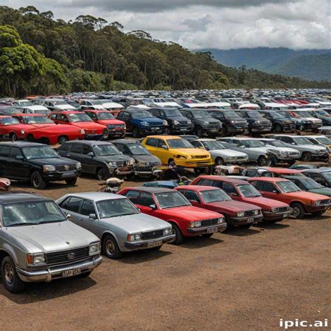 A Vast Collection Of Abandoned Cars In A Scenic Outdoor Setting