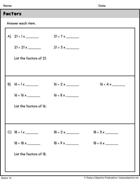 Factors And Common Factors By Todays Objective Tpt