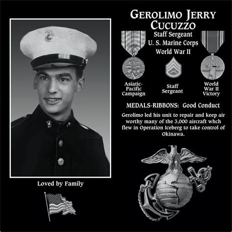 Staff Sergeant Gerolimo Jerry Cucuzzo Mt Soledad Virtual Plaque