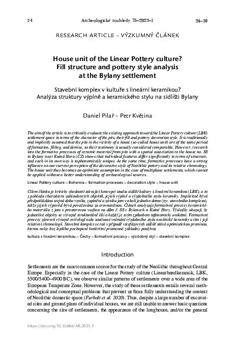 Pdf House Unit Of The Linear Pottery Culture Fill Structure And