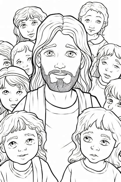Dibujo Para Colorear De Jesucristo Con Niños Jesús Ama A Los Niños