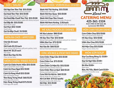 Banh Mi Land Menu Vibrant Vietnamese Flavors And Cozy Dining In Lynnwood