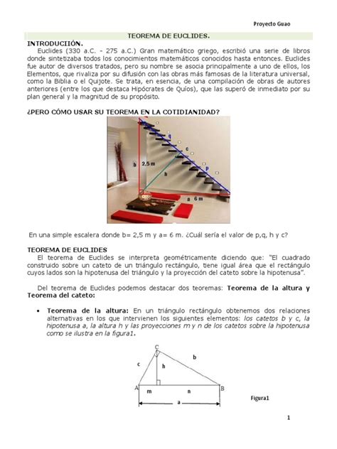 Teorema De Euclides Pdf Triángulo Geometría