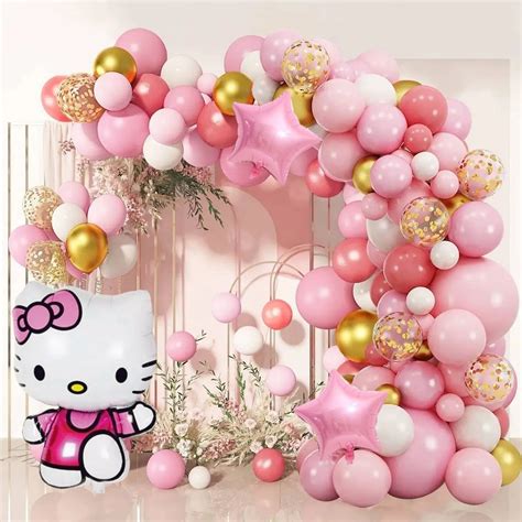 Hello Kitty Balloon Garland Arch Gardient Number Balloons Party