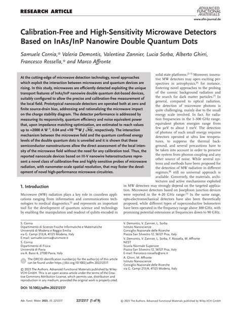Pdf Calibration‐free And High‐sensitivity Microwave Detectors Based