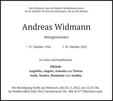 Traueranzeigen Von Andreas Widmann Trauermerkurde