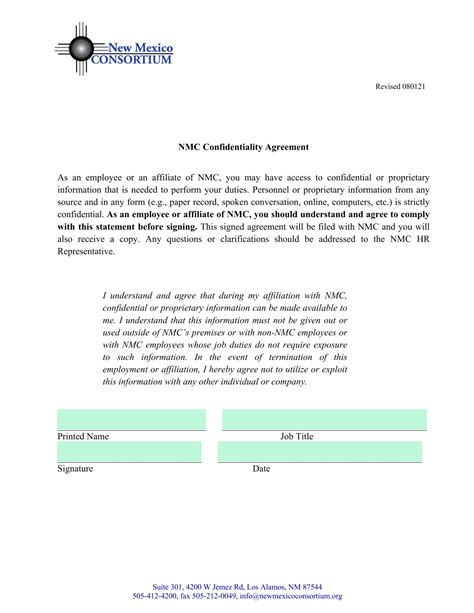 Nmc Confidentiality Agreement