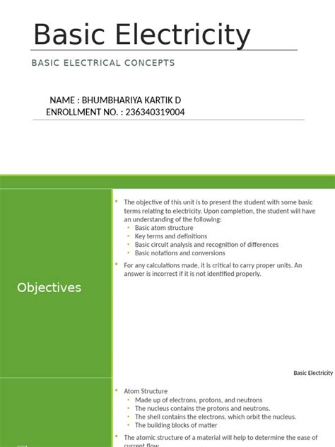 Basic Electric Ppt Pdf Electric Current Electric Charge