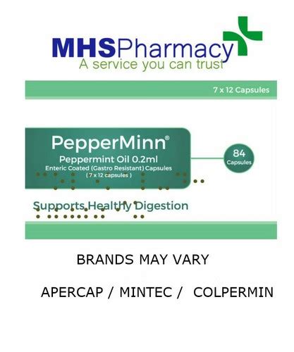 Peppermint Oil Capsules 84 02 Ml Enteric Coated Apercap Mintec Colpermin Ebay