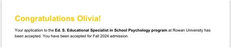 I Am Thrilled To Announce I Have Been Accepted Into Rowans Education