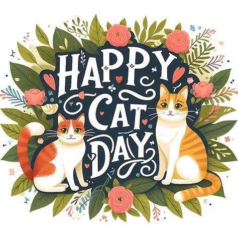 Happy International Cat Day Greetings Premium Ai Generated Image