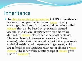 Object Oriented Programming PPTX Programming Languages Computing