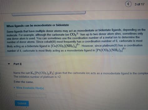 Solved A Coordination Complex Or Coordination Compound