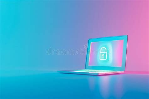Laptop Screen Displaying A Glowing Padlock Symbol Stock Image Image Of Protection Security