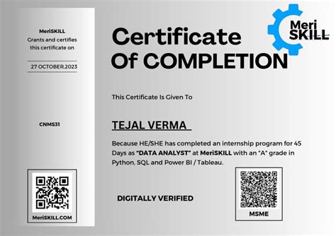 Tejal Verma On Linkedin Internshipcompletion Certificateachievement