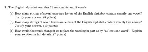 solved the english alphabet contains 21 consonants and 5 vowels how