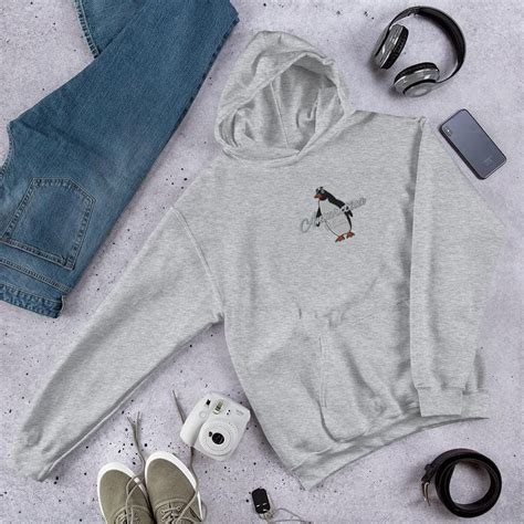 Penguin Embroidered Hoodie Cute Penguin Hoodie Antarctica Hoodie