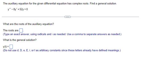 The Auxiliary Equation For The Given Differential
