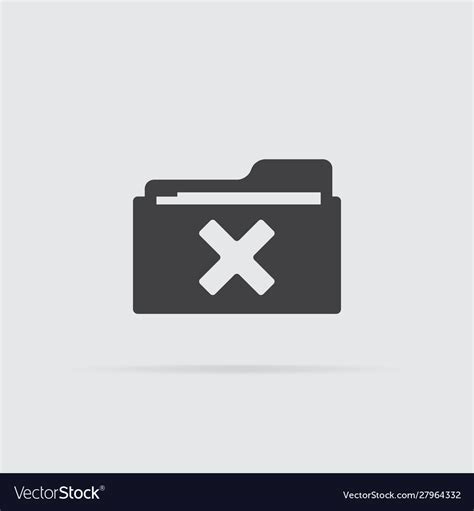 Delete Folder Icon In Flat Style Isolated On Grey Vector Image