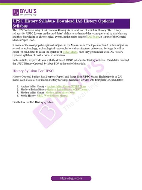 Upsc History Optional Syllabus Pdf