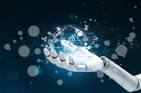 ai 기계 학습 로봇과 인간의 손이 빅 데이터 네트워크 연결 배경 인공 지능 기계 학습 인터넷 비즈니스 기술 개념을 만지고