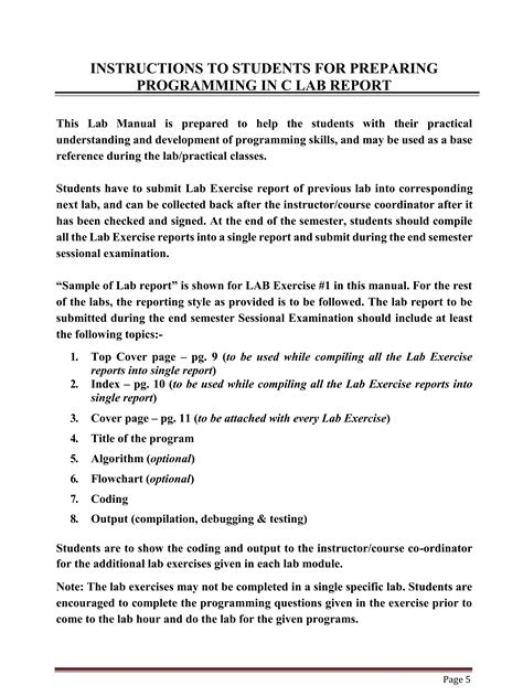 Lab Report Sample Of C Programmingdocx