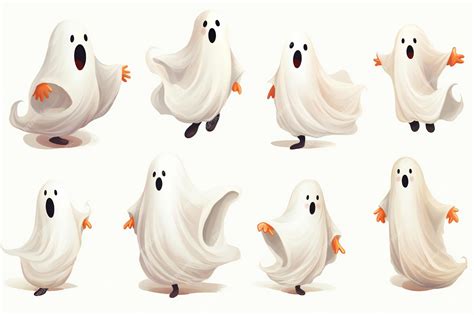 Premium Photo White Halloween Ghosts Isolated On White Background