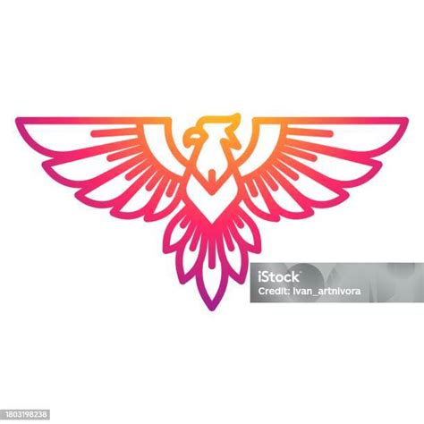 벡터 일러스트 레이 션 독수리 그라데이션 라인 아트 스타일 갈색에 대한 스톡 벡터 아트 및 기타 이미지 갈색 개념 고리