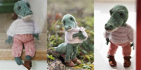 Вязаный спицами крокодильчик Croc Doll