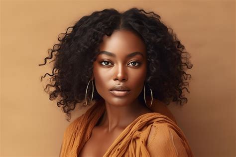 Premium Ai Image Ai Generated Portrait Of Beautiful African Dark Skin Woman On Color Background