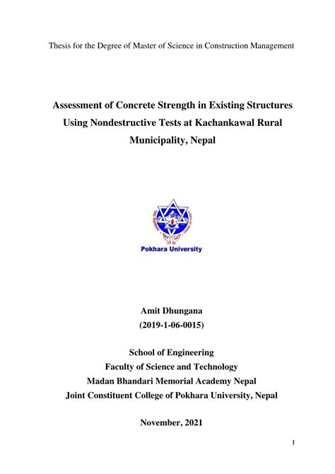 Pdf Assessment Of Concrete Strength In Existing Structures Using Nondestructive Tests At